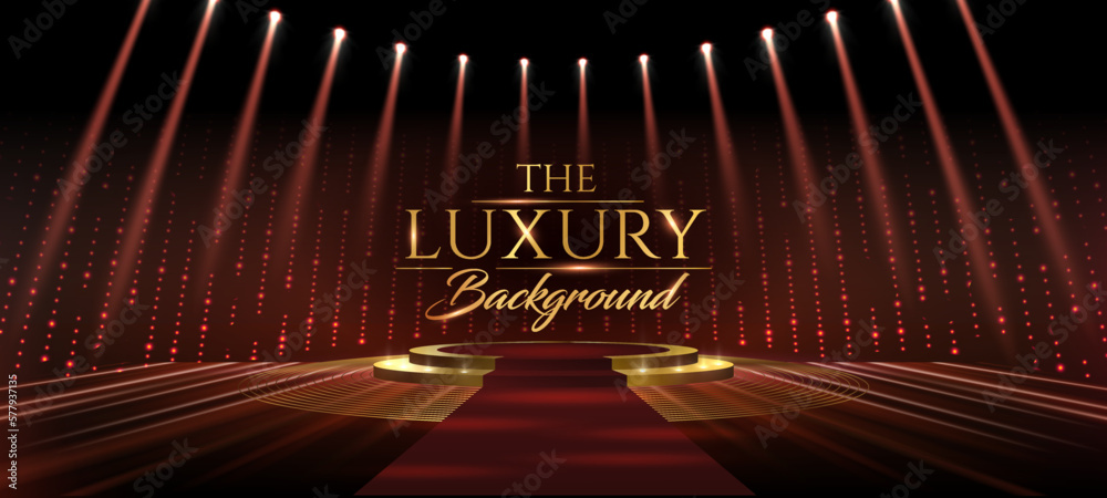 Red Carpet Platform Steps Golden Stage Spotlights Royal Awards Graphics ...