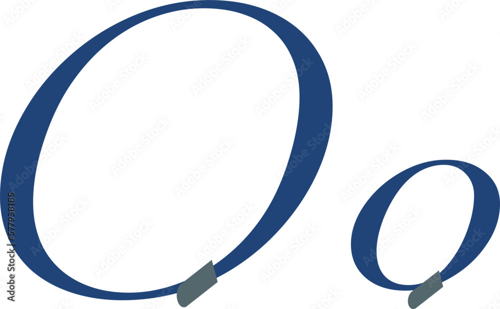 O letter. Blue Sport alphabet formed by shoe lace. Vector handwritten ...