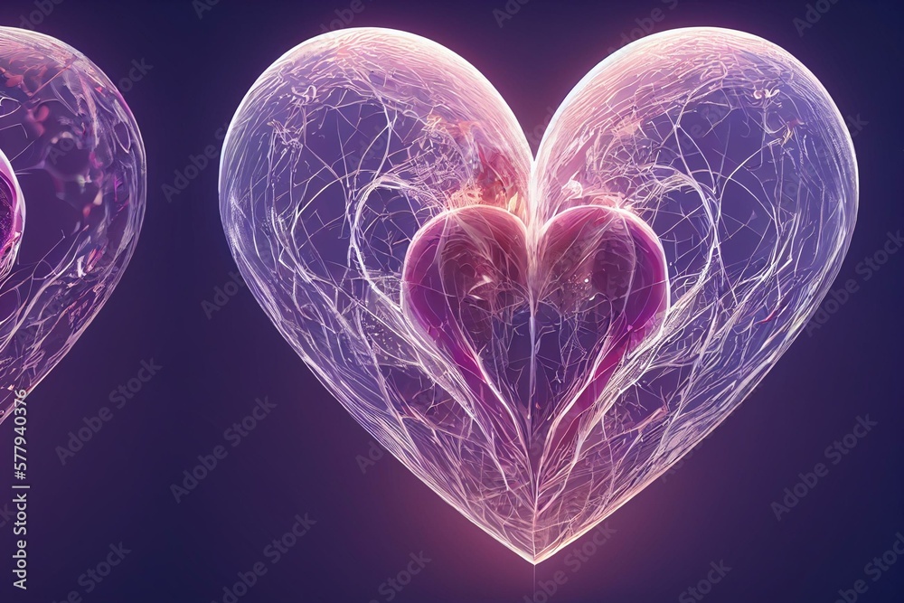 Illustration of a flying heart. A heart that explodes into a variety of ...