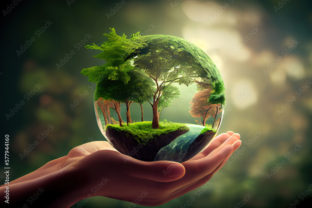 Earth Day or World Environment Day concept. Save our Planet and forest ...
