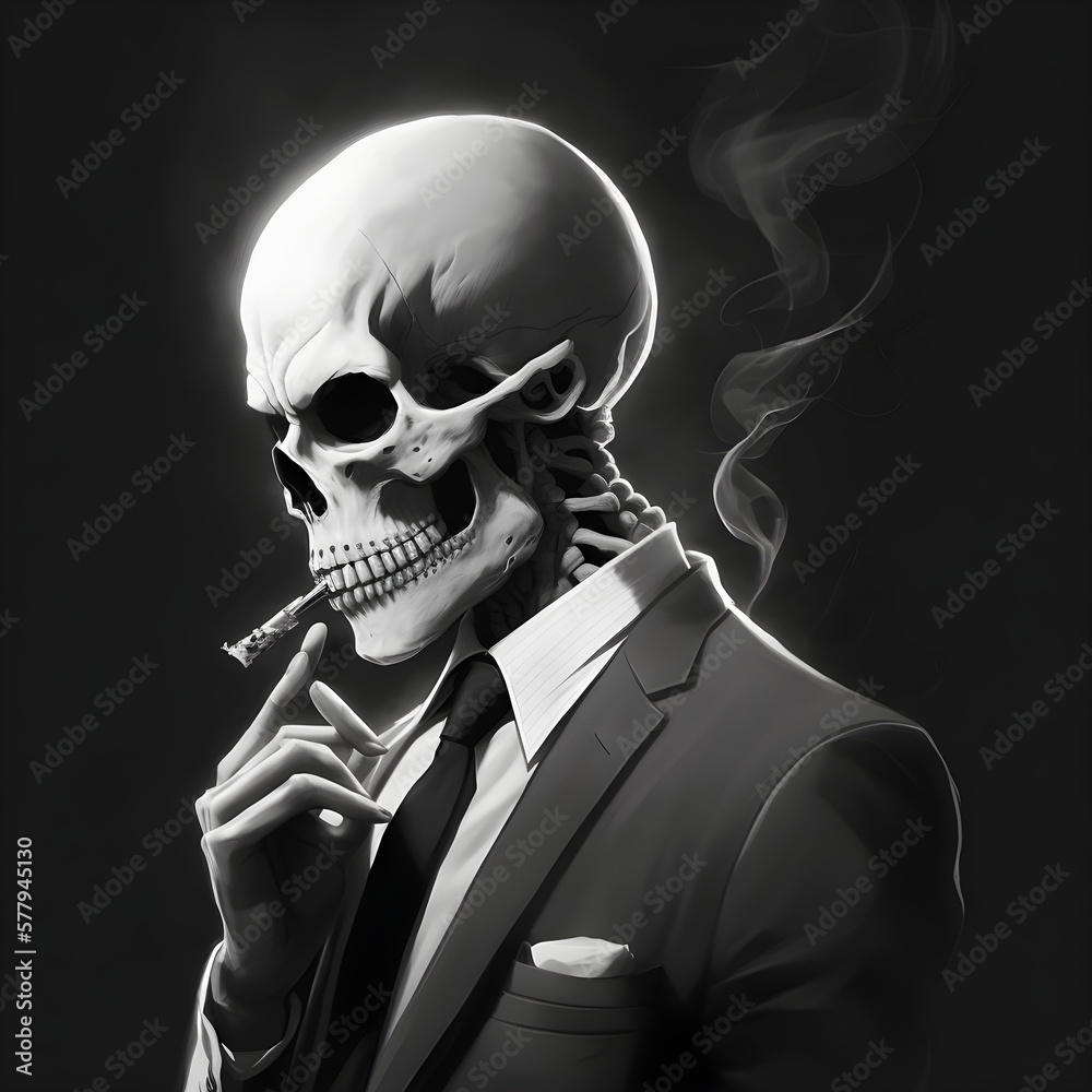 Mafia sans skeleton from underdale menacing look smokes cigar more ...