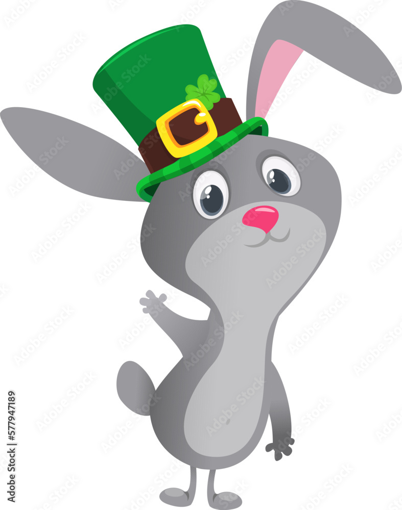 Cartoon happy bunny rabbit character wearing st patrick's hat with a ...