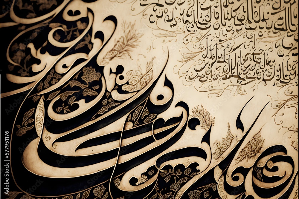 Persian calligraphy letter ink on paper wallpaper intricate print page ...