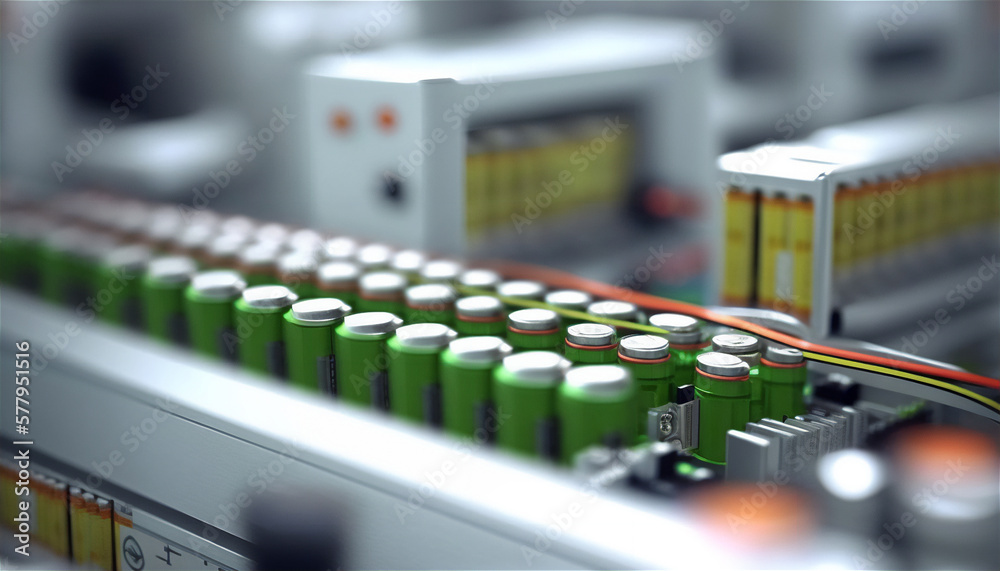 Lithium-ion Battery cell manufacturing production line. Generative AI ...