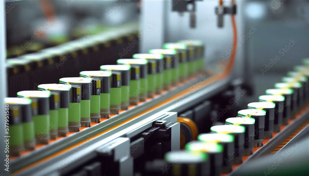 Lithium-ion Battery cell manufacturing production line. Generative AI ...