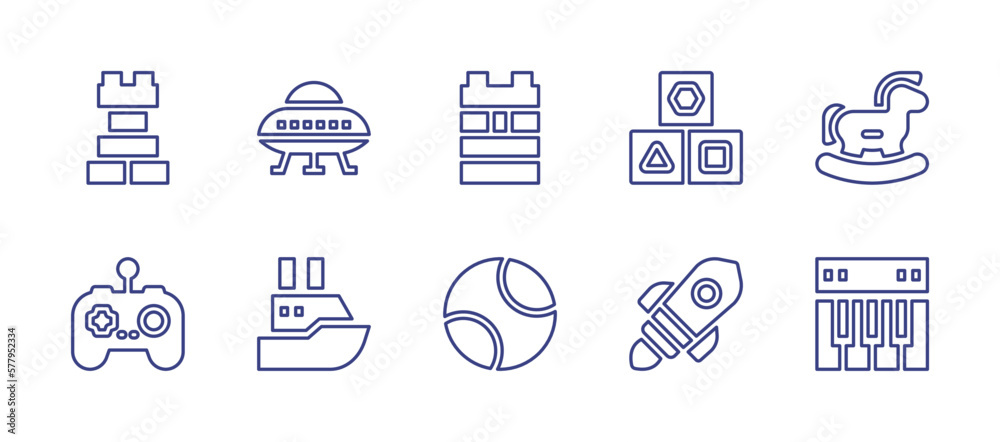Toy line icon set. Editable stroke. Vector illustration. Containing ...