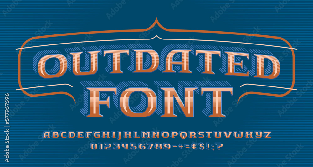 Vetor de Outdate alphabet font. Vintage letters and numbers. Vector ...