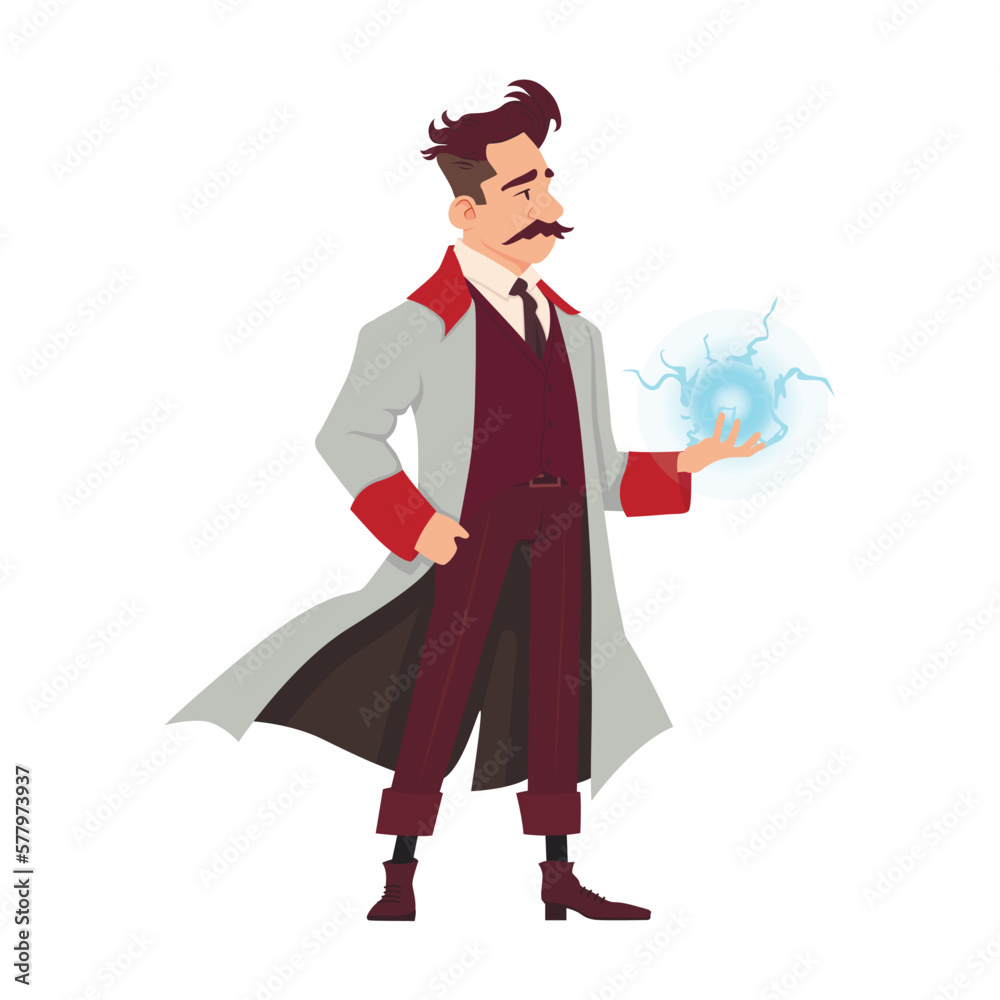 Cartoon historical character Nikola Tesla vector Stock Vector | Adobe Stock