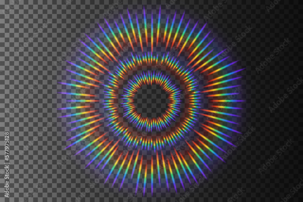 Rainbow Sunlight Effect, Isolated on Transparent Pattern, Vector ...