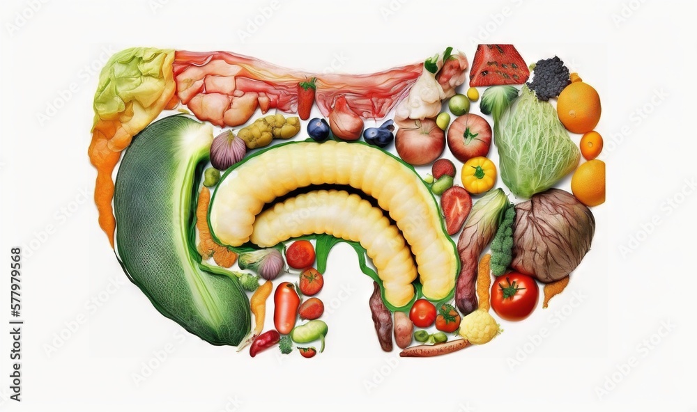 a diagram of the human body made up of fruits and vegetables ...