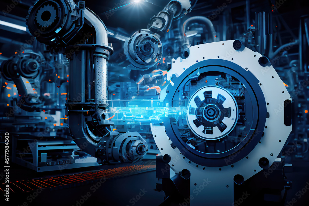 Abstract blue background of technology graphic and automation wireless ...