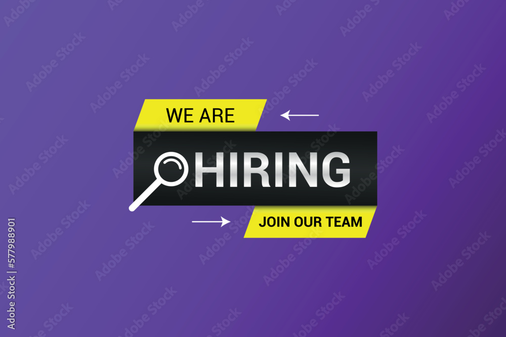 We Are Hiring Job Vacancy Background Template with magnifying glass ...