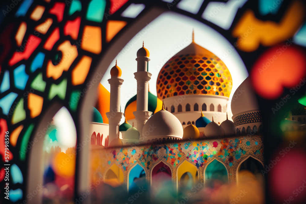 Colorful mosque islamic background design Stock Illustration | Adobe Stock