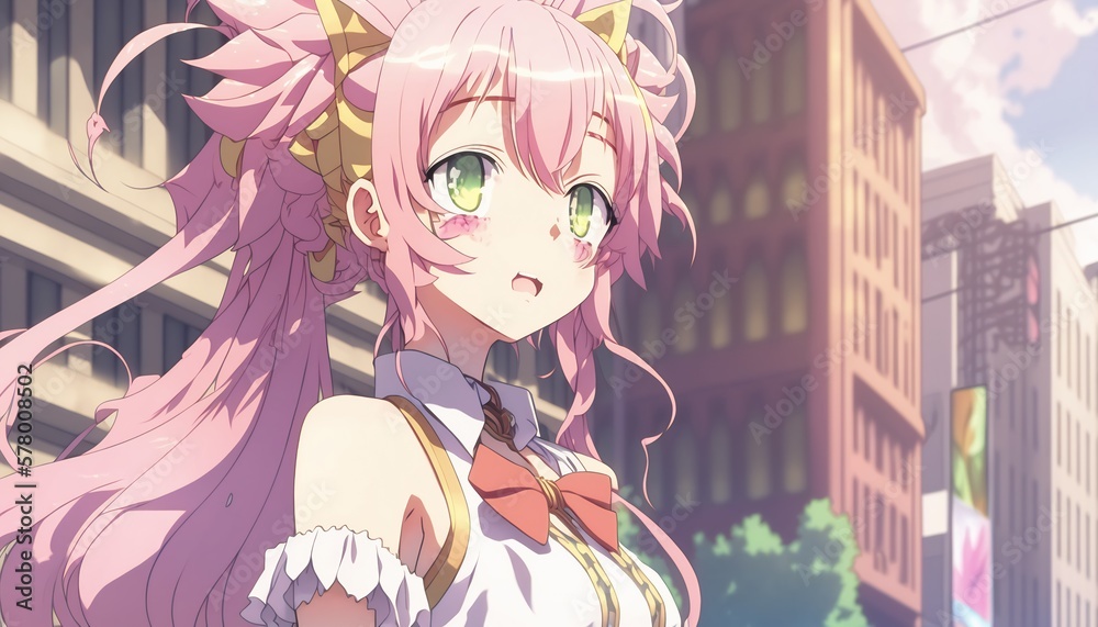 Cheerful and Happy Kawaii Waifu in Anime Style. Generative AI. Stock ...