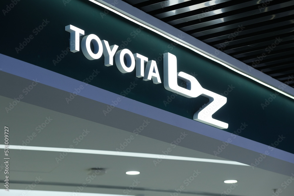 Shanghai,China-March.4th 2023: close up Toyota bZ store sign. Toyota bZ ...