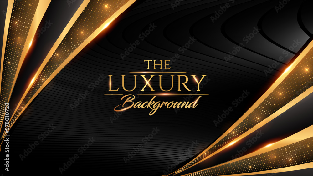 Black Golden Side Corner Wave Flowing Lines Award Background. Trophy on ...