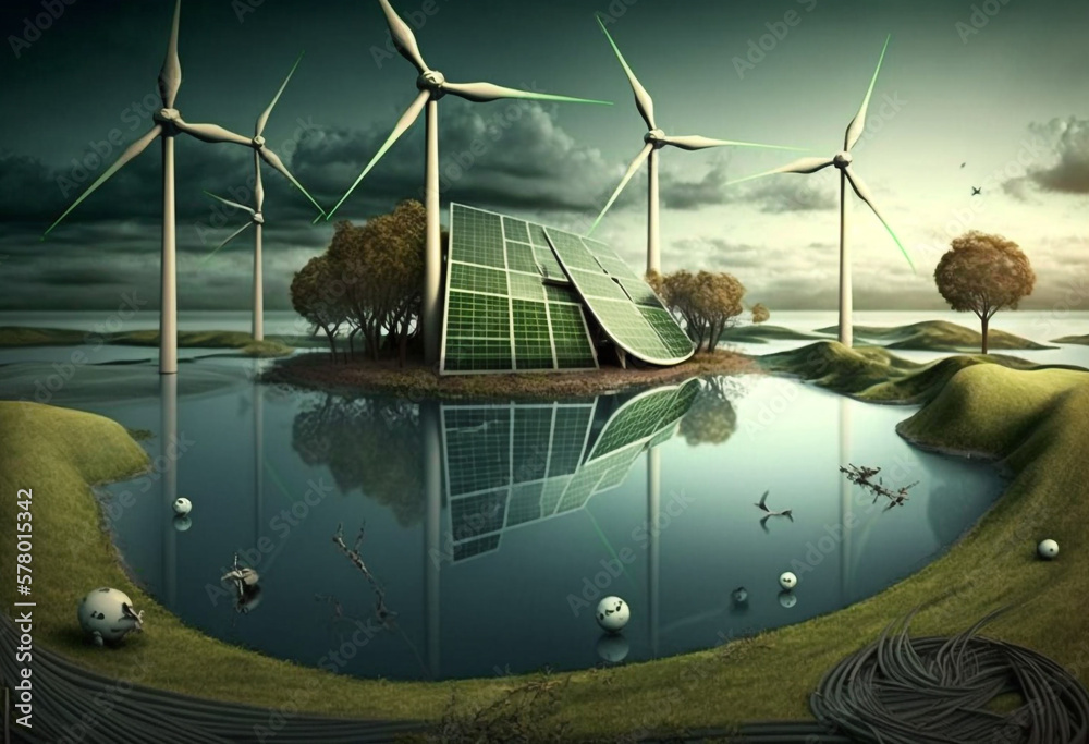 AI-Generated Render of Artificial Renewable Green Eco-Friendly ...