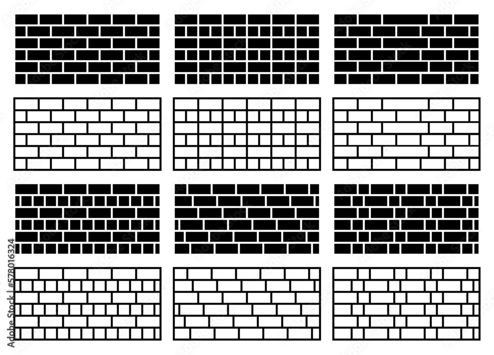 Brick wall. Seamless pattern of brickwork. Isolated vector illustration ...