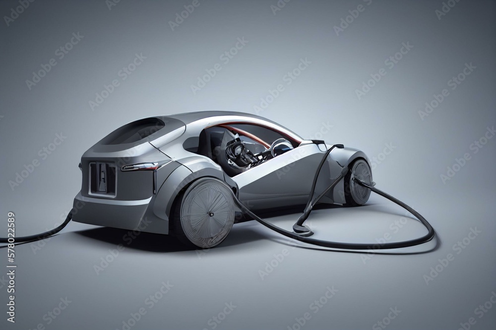 Cutaway view of Electric Vehicle Motor on gray background. 3D rendering ...
