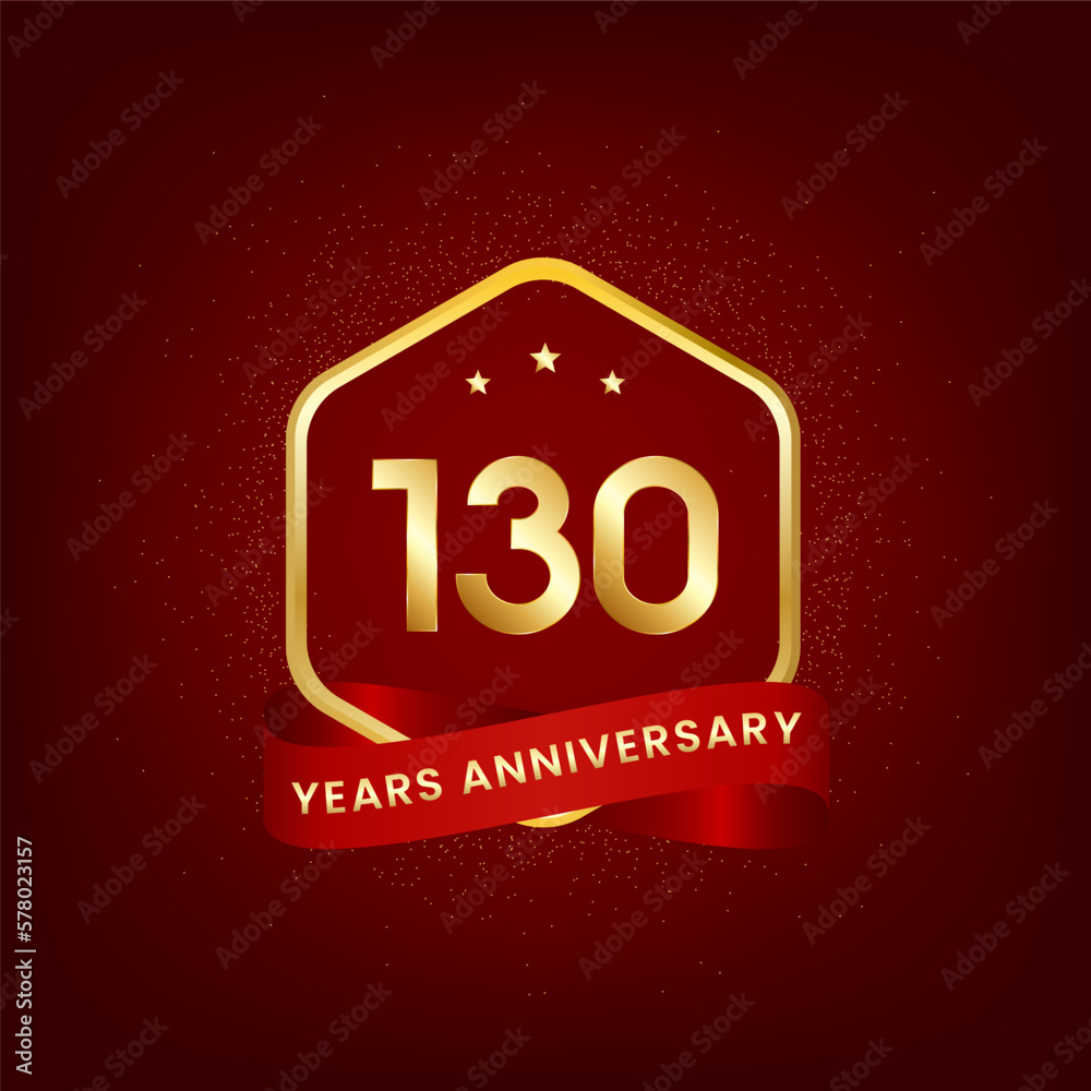 130 years anniversary. Anniversary template design with gold number and ...