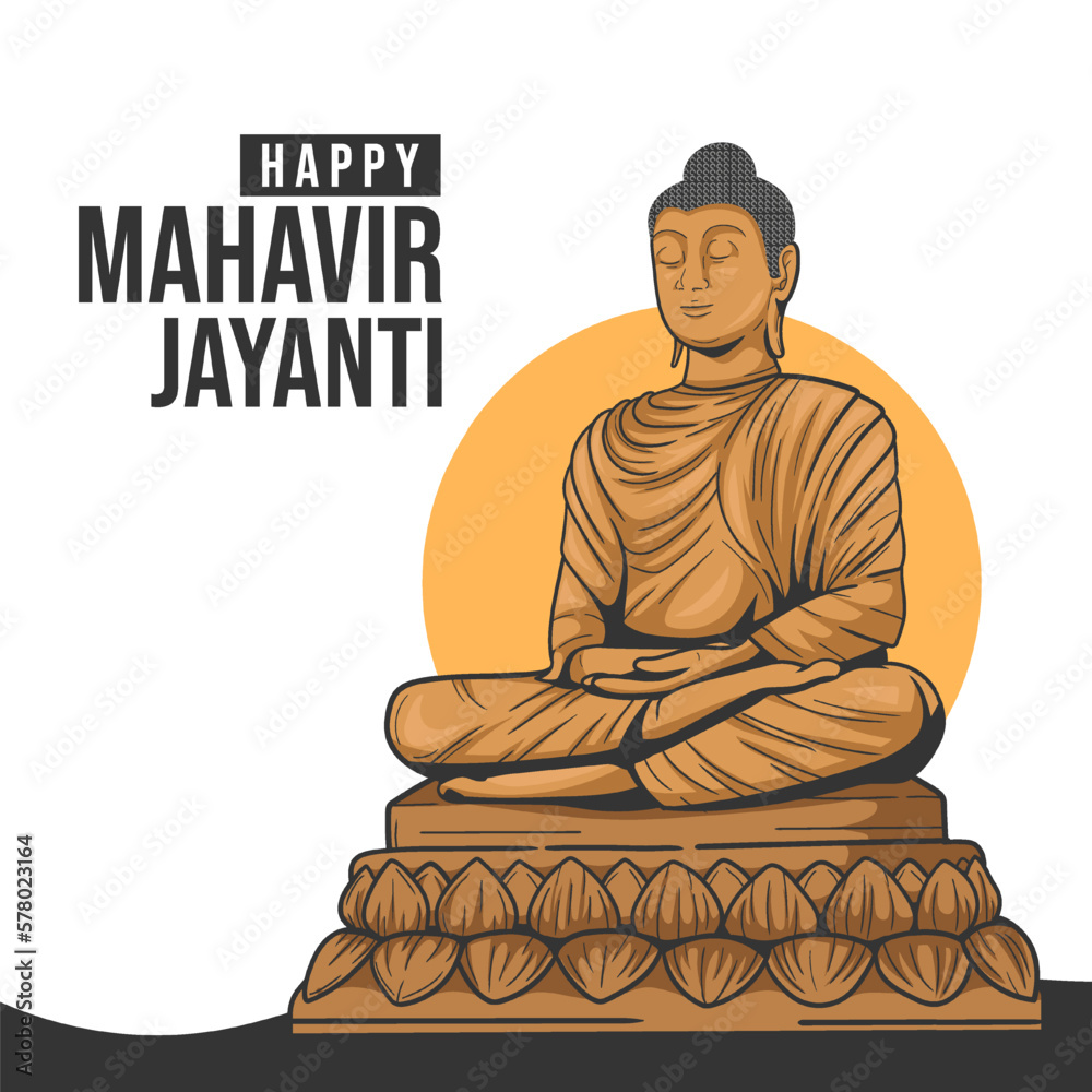 Poster illustration Of Mahavir Jayanti, Celebration of Mahavir birthday ...