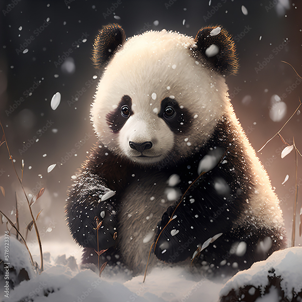 Baby Panda In Snow Wallpaper
