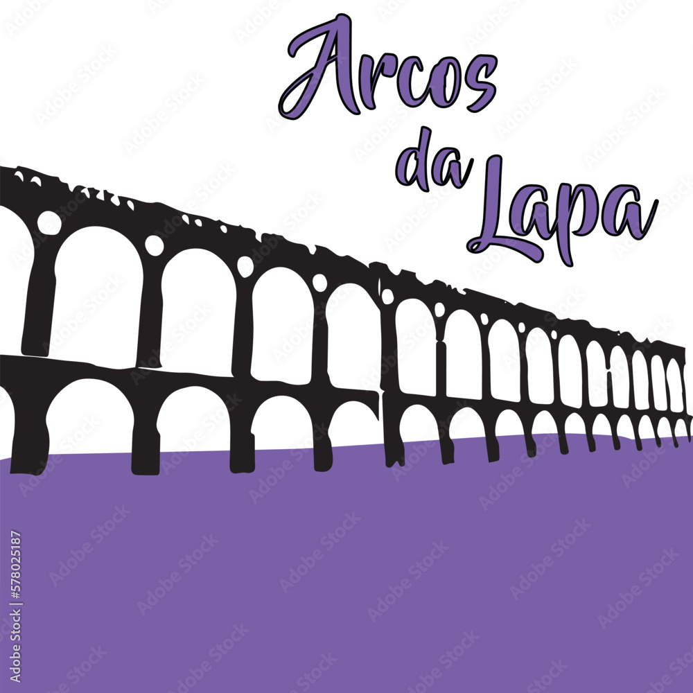 Lapa Arches Rio de Janeiro Brazil Minimalist. Art in black and lilac ...