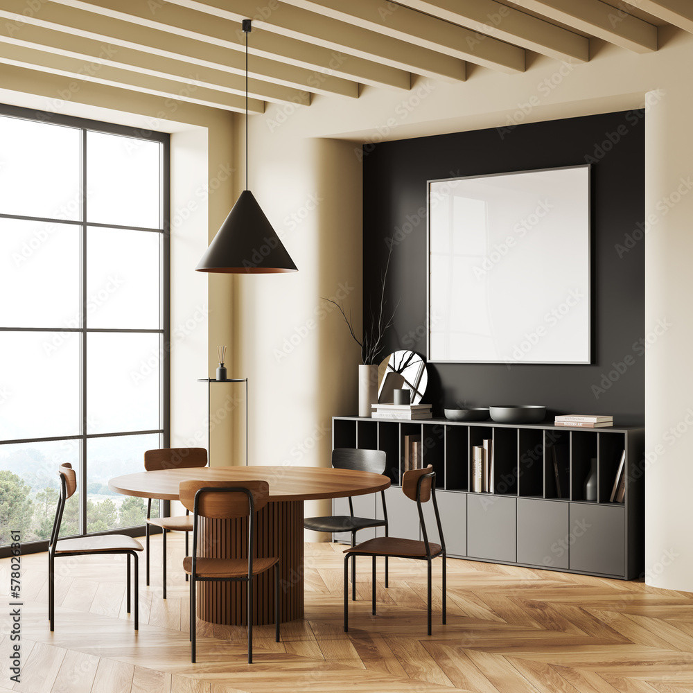 Modern living room interior eating corner and decoration, mockup frame ...