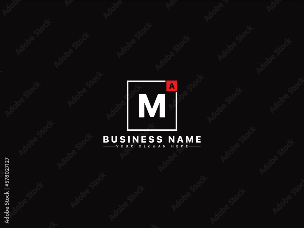 Vetor de Square AM Logo Icon, Unique Am ma logo with Red and Black ...