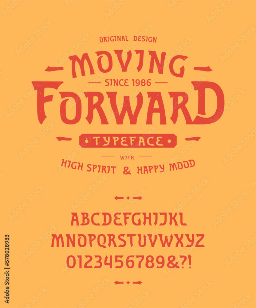 Vector font Moving Forward. Letters and numbers Stock Vector | Adobe Stock