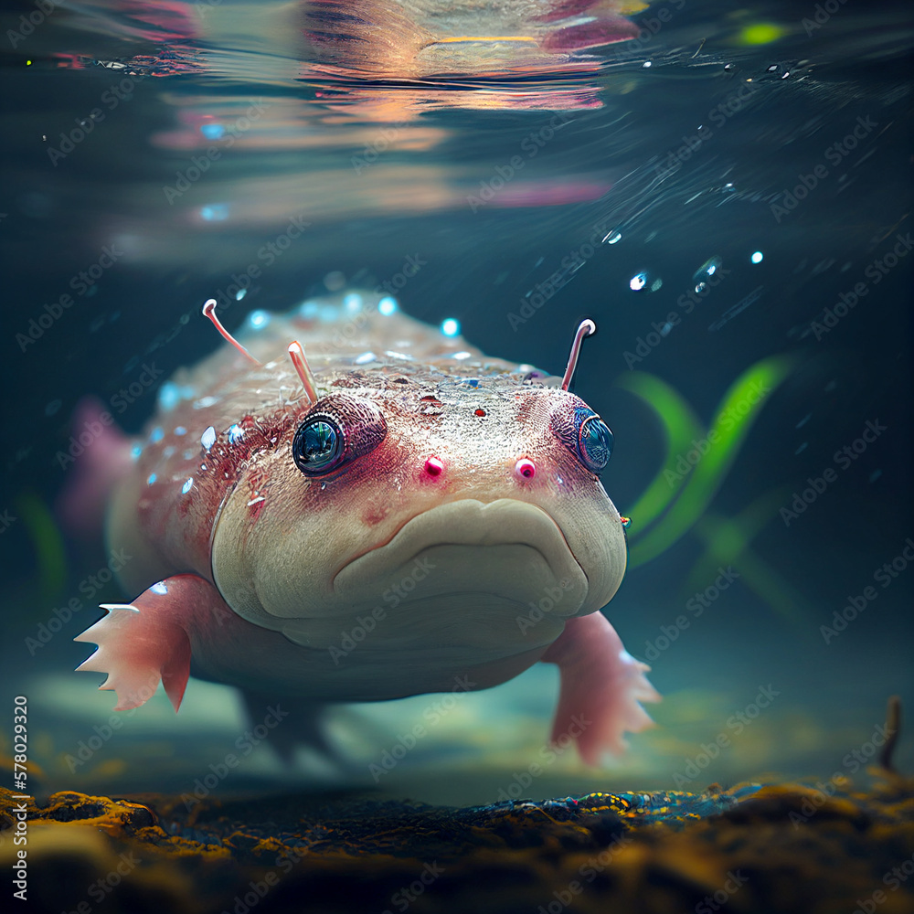 A Rare Salamander Swimming Underwater | Generative AI Stock ...