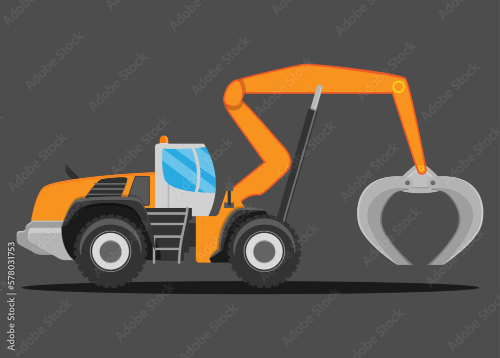 visual design, vector, illustration, clip art of a heavy excavator ...
