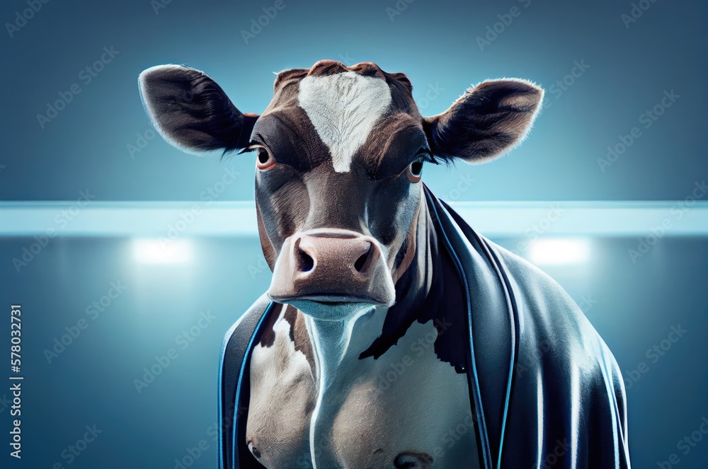 Dair Cow Muscular Athlete Wearing Athletic Clothing Generative AI Stock ...
