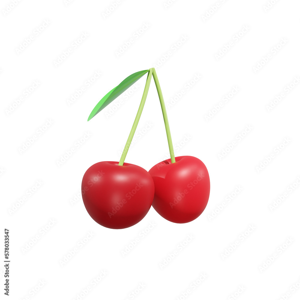 Cherry ceri fruit 3d render illustration, icon,view, render, hd ...