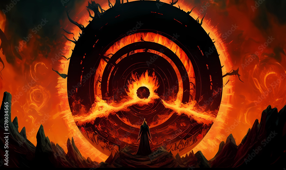 Circles of hell. Generative AI. Stock Illustration | Adobe Stock