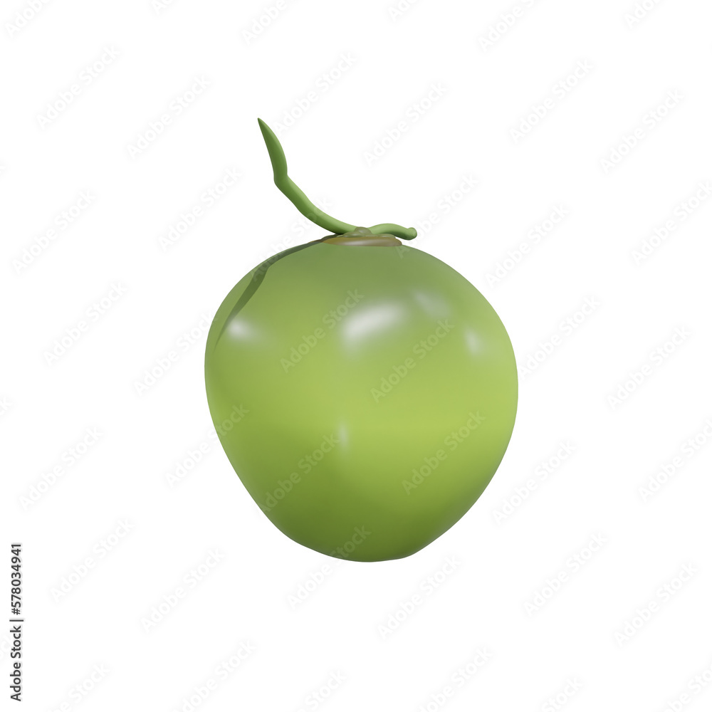 coconut kelapa fruit 3d render illustration, icon,view, render, hd ...