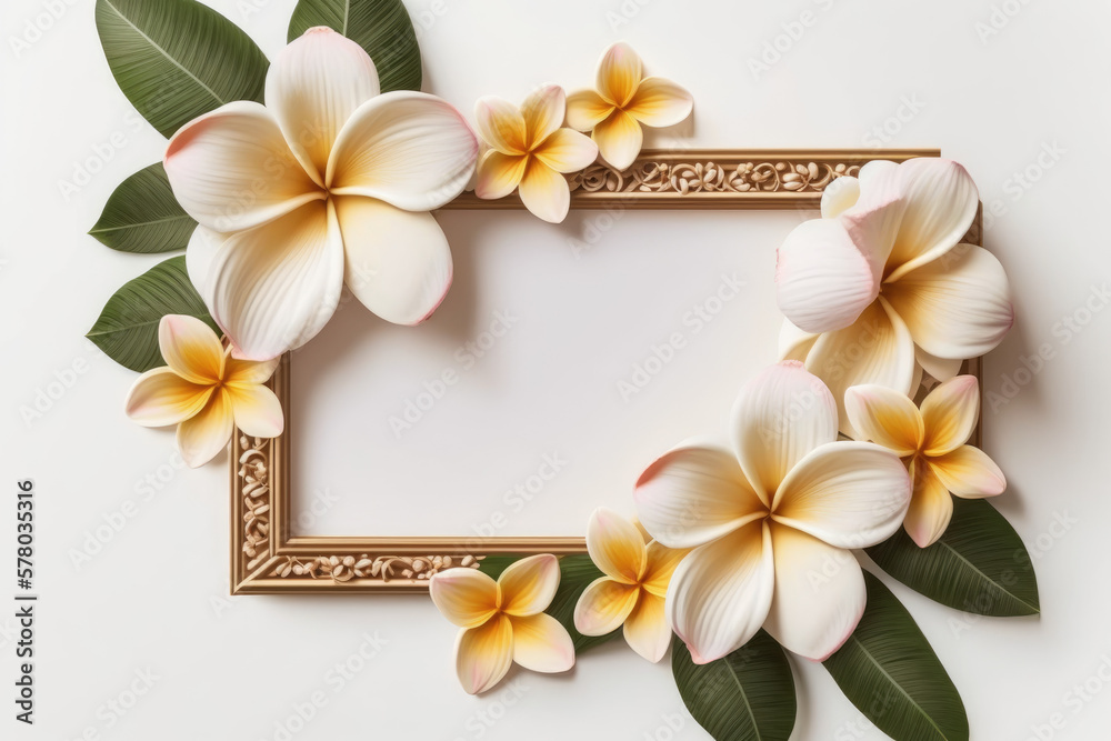Wildflower plumeria flower floral frame ,hulthemia, rosa. Aquarelle ...