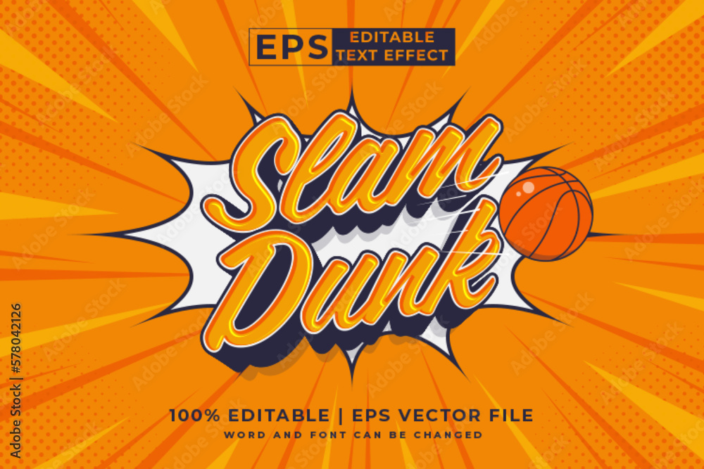 Poster Editable text effect slam dunk comic 3d cartoon style premium vector – Wall Art | UkPosters