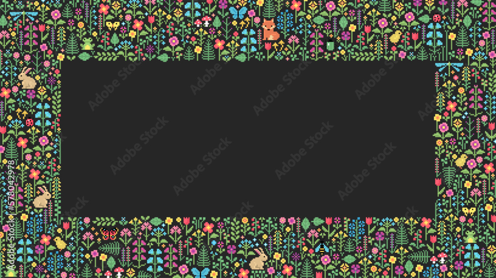 Spring rectangular frame background with empty space for text in the ...