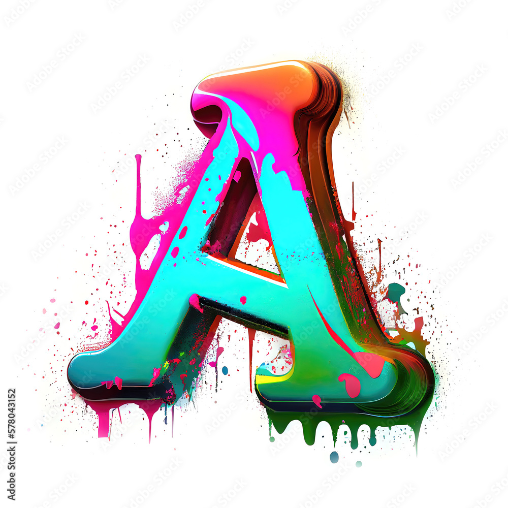 Letter A of colorful graffiti alphabet font (Generative AI) Stock ...