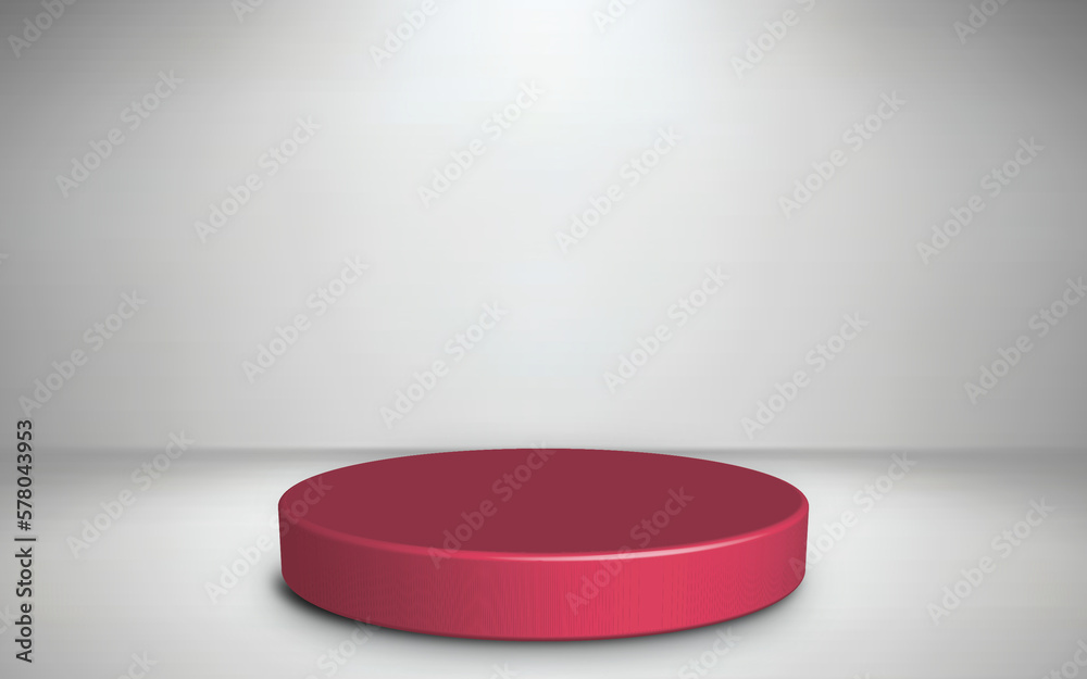 Minimal single flat cylinder deck product stand on grey background ...
