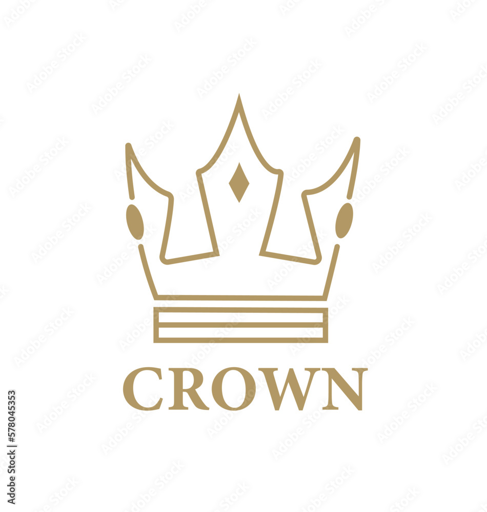 Gold crown icon. Minimalistic creativity and art. Aesthetics and ...