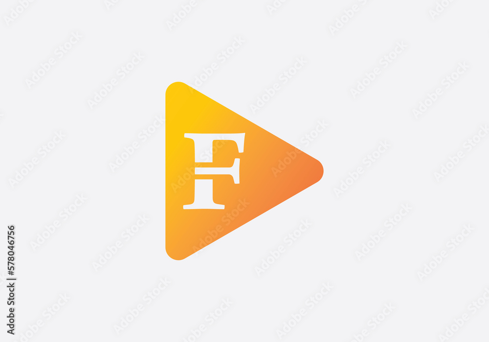 Music play button icon and video play button icon with letters and ...