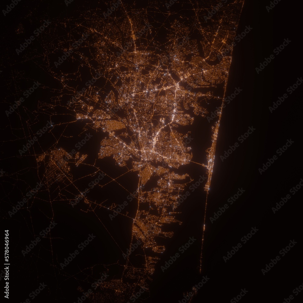 Toms River (New Jersey, USA) street lights map. Satellite view on ...
