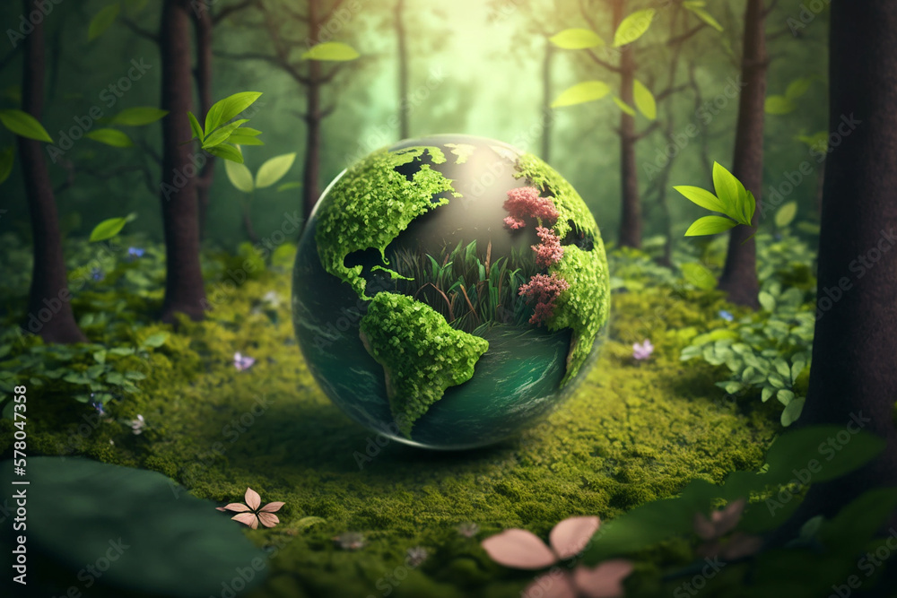 World environment and earth day concept with glass globe and eco ...