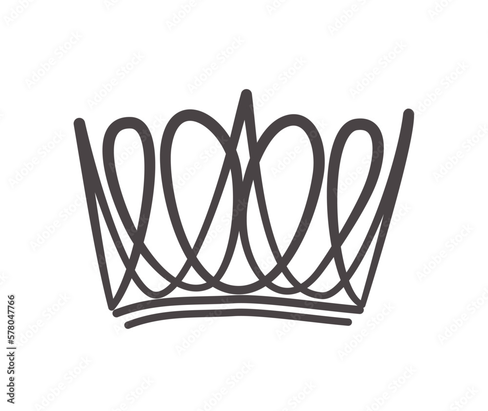 Crown doodle icon. Minimalistic creativity and art. Aesthetics and ...
