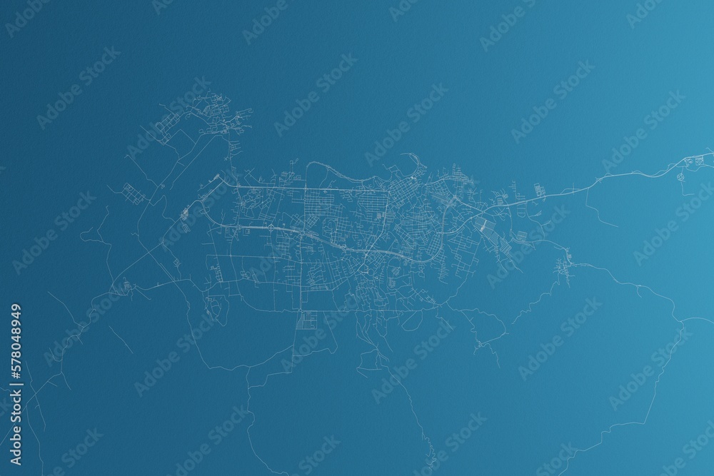 Map of the streets of Malabo (Equatorial Guinea) made with white lines ...
