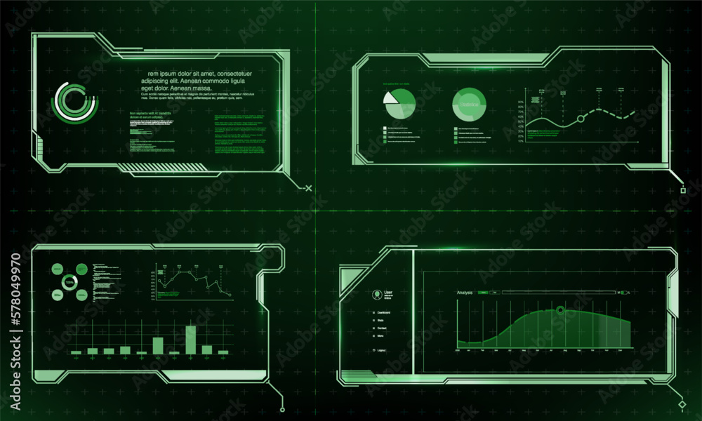 Game futuristic digital display, hud tech future frame. Information box bars, modern digital ...