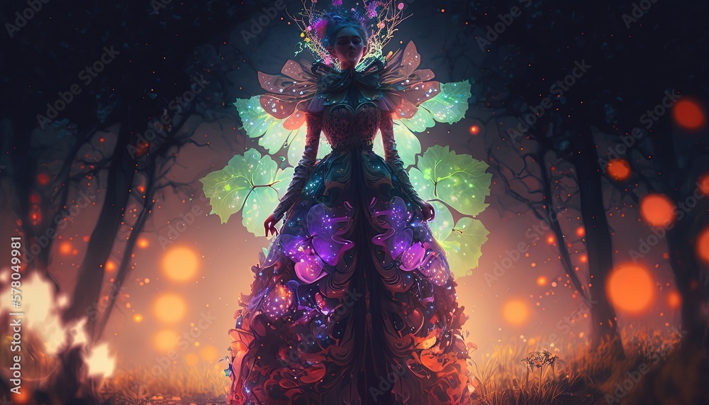 beautiful woman fae in magic enchanted forest fantasy atmosphere ...