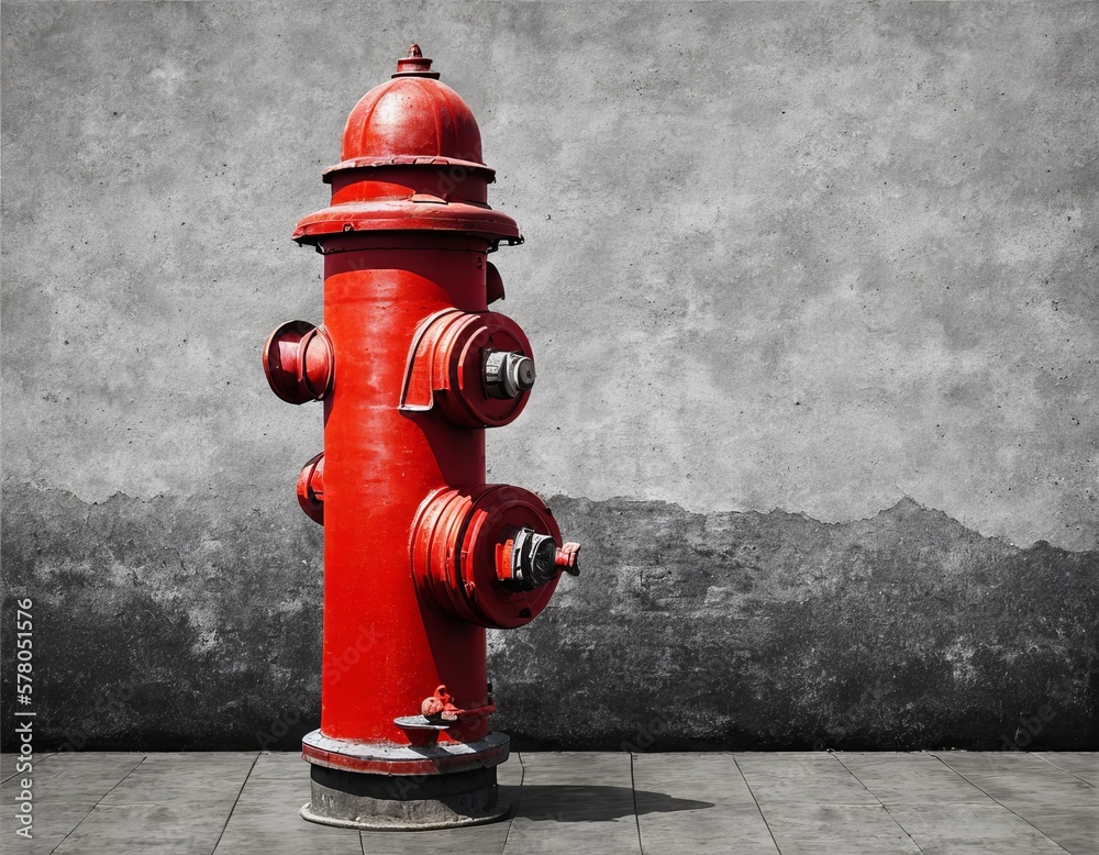 red fire hydrant on a concrete wall background Stock Illustration ...